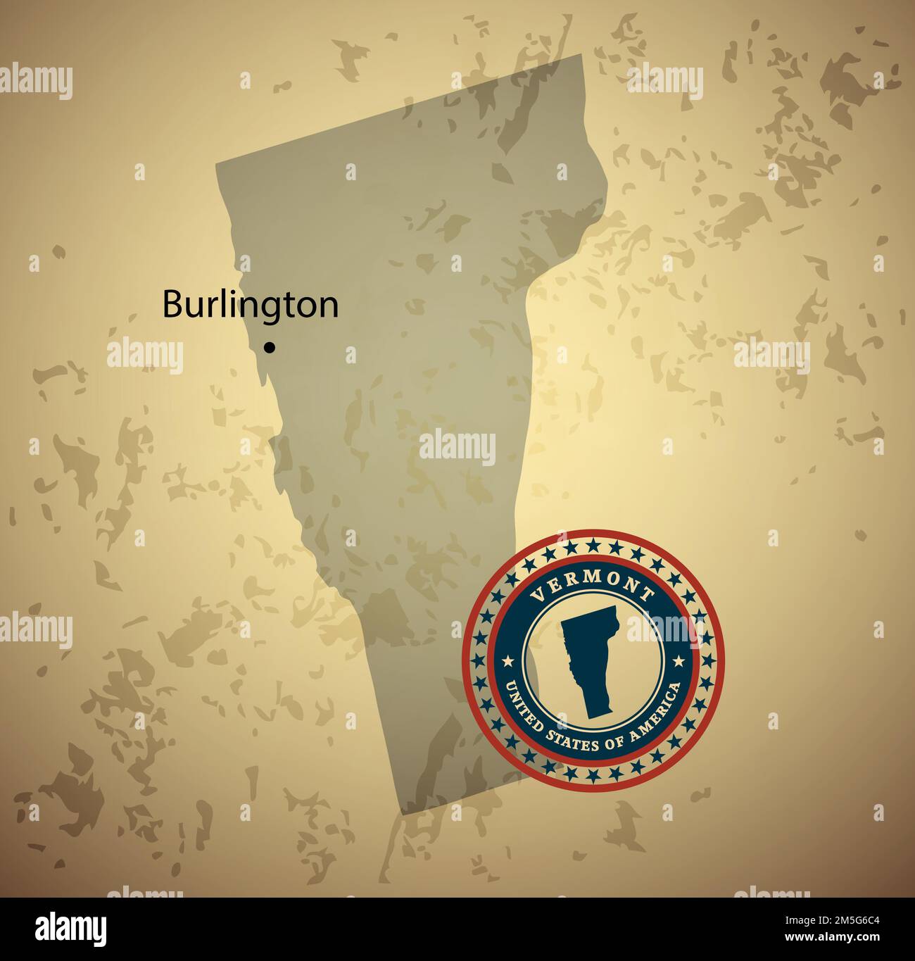 Vermont map with stamp vintage vector background Stock Vector Image ...