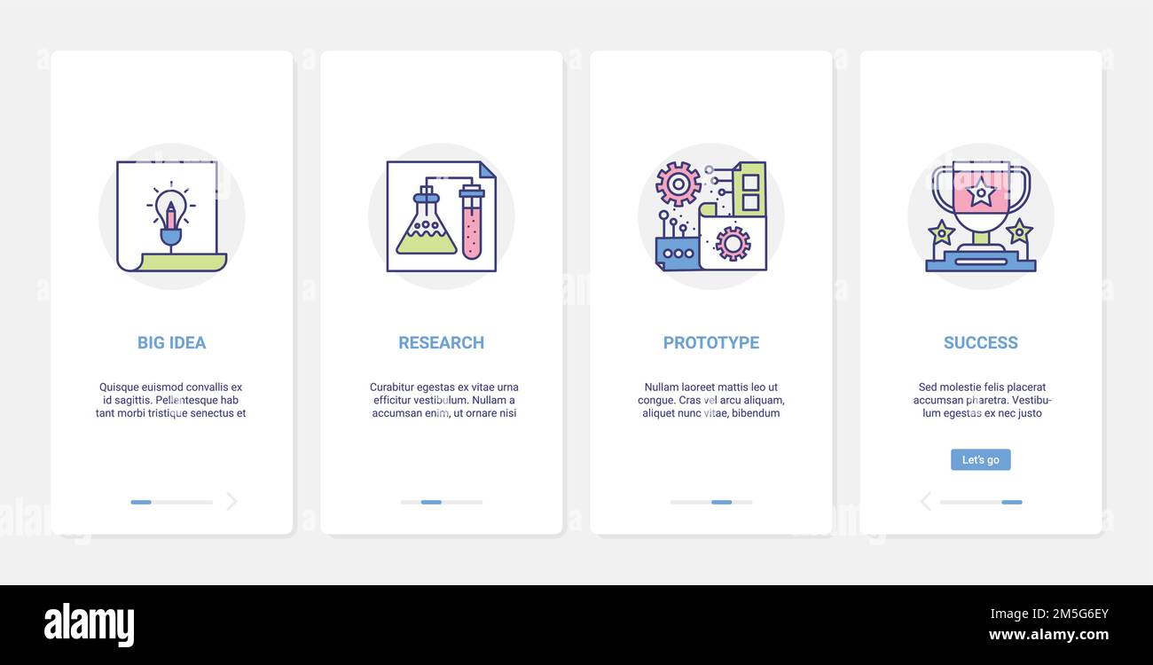 Big idea research education processes vector illustration. UX, UI ...