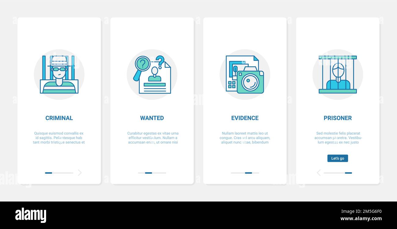 Law and judgement of criminal concept vector illustration. UX, UI ...