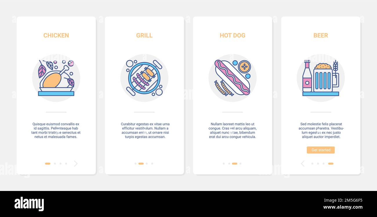 Grilled fastfood and beer drink, barbeque food cafe menu vector ...