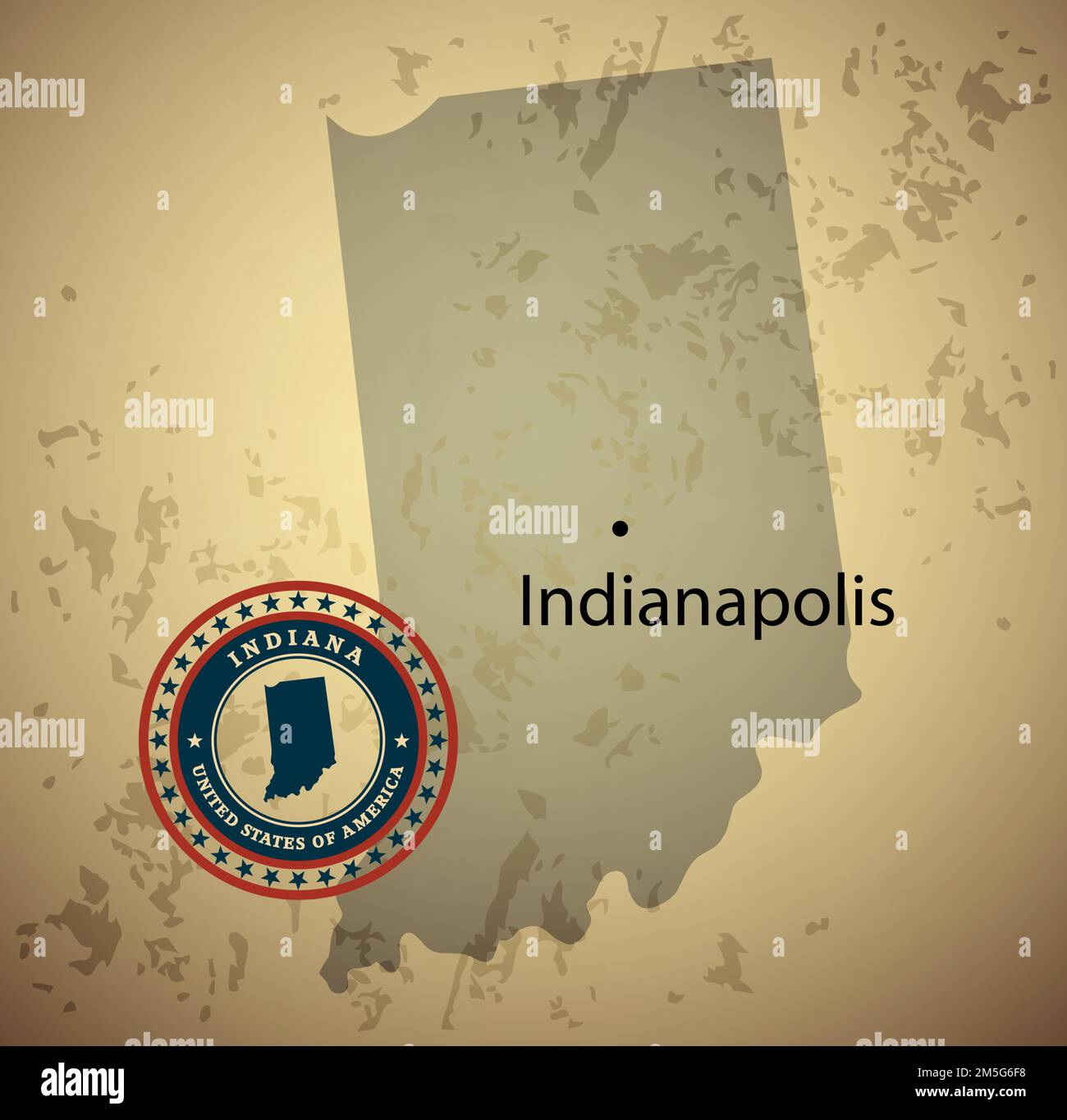 Indiana map with stamp vintage vector background Stock Vector Image ...