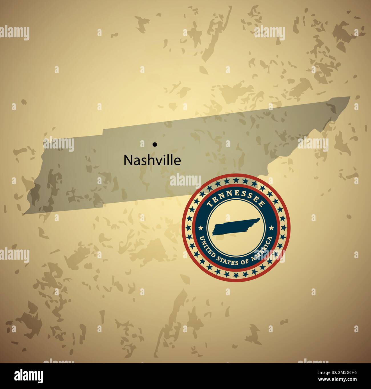 Tennessee map with stamp vintage vector background Stock Vector Image ...