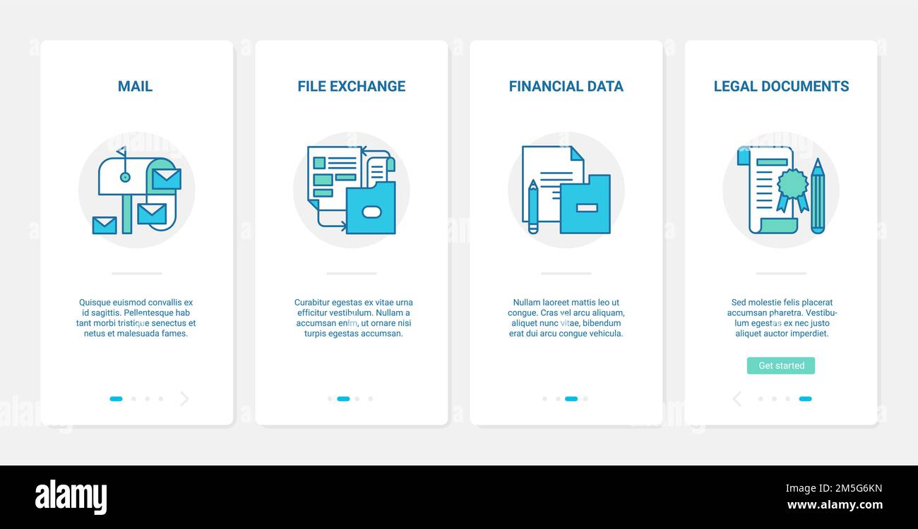 Business office file exchange vector illustration. UX, UI onboarding ...