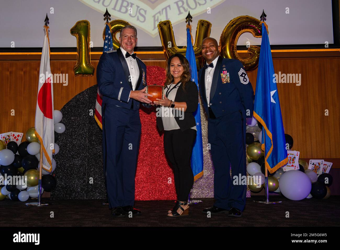 U.S. Air Force Brig. Gen. David Eaglin, left, 18th Wing commander, and ...