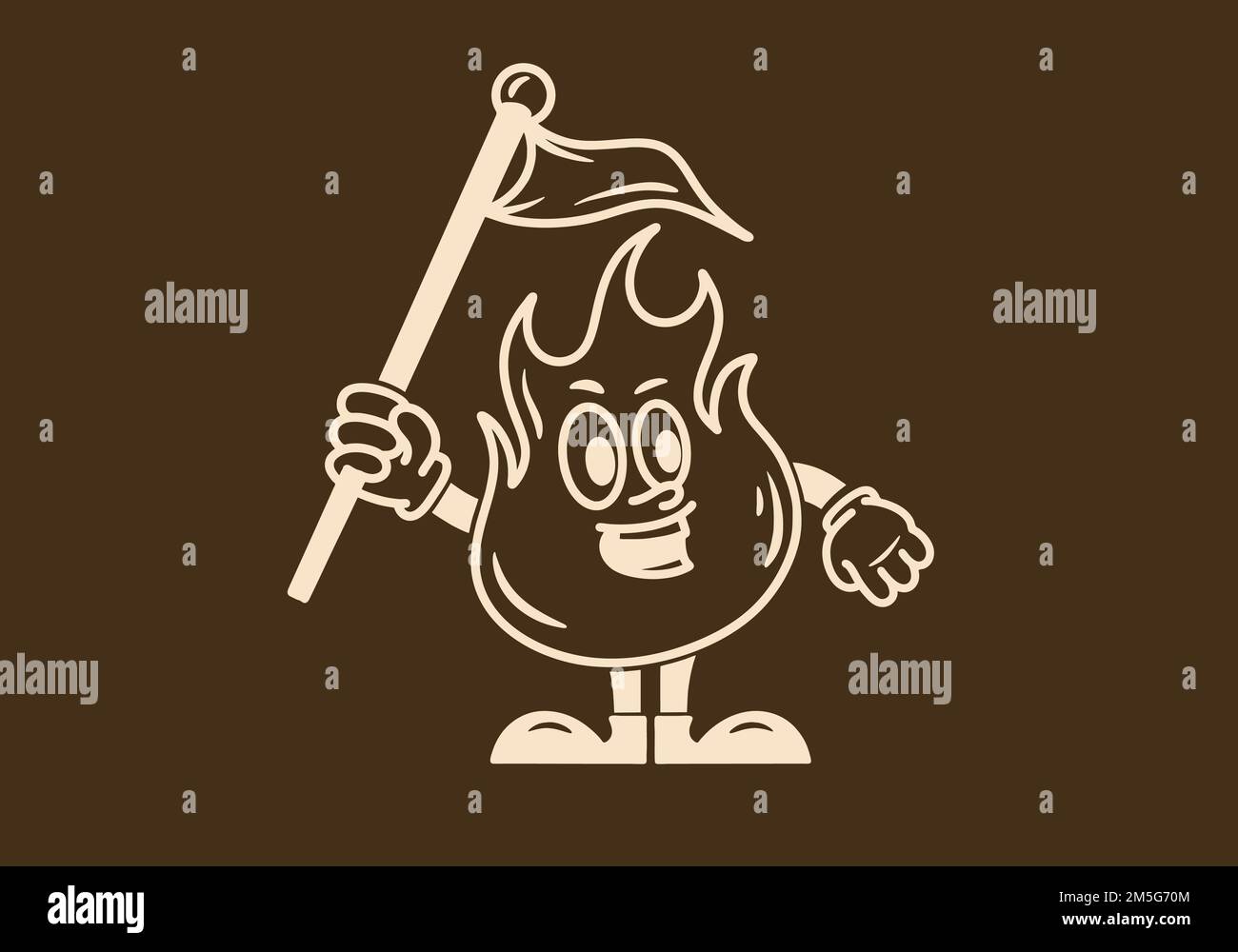 Illustration mascot design of a fire flame with hands and feet Stock ...