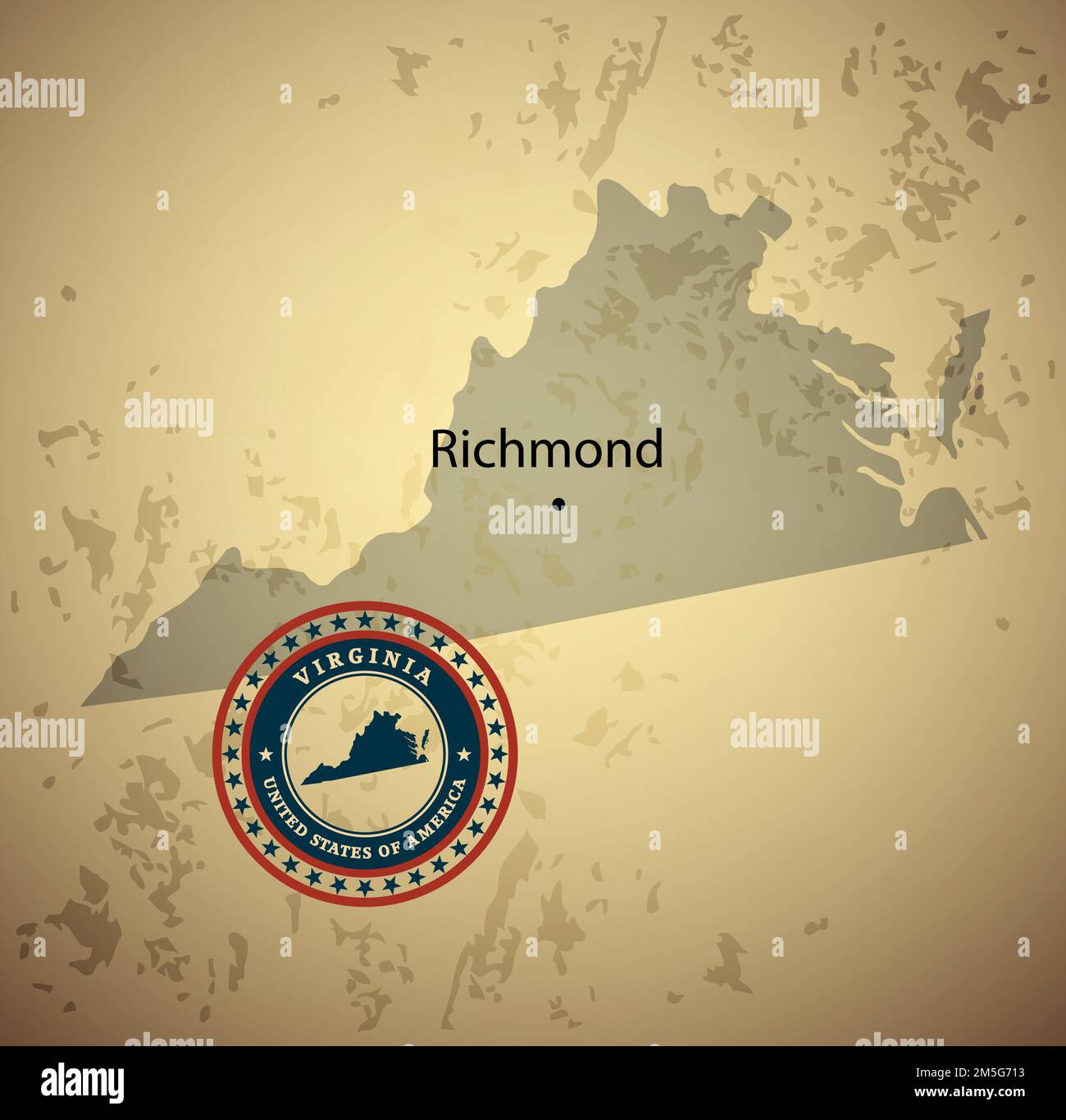 Virginia map with stamp vintage vector background Stock Vector Image ...