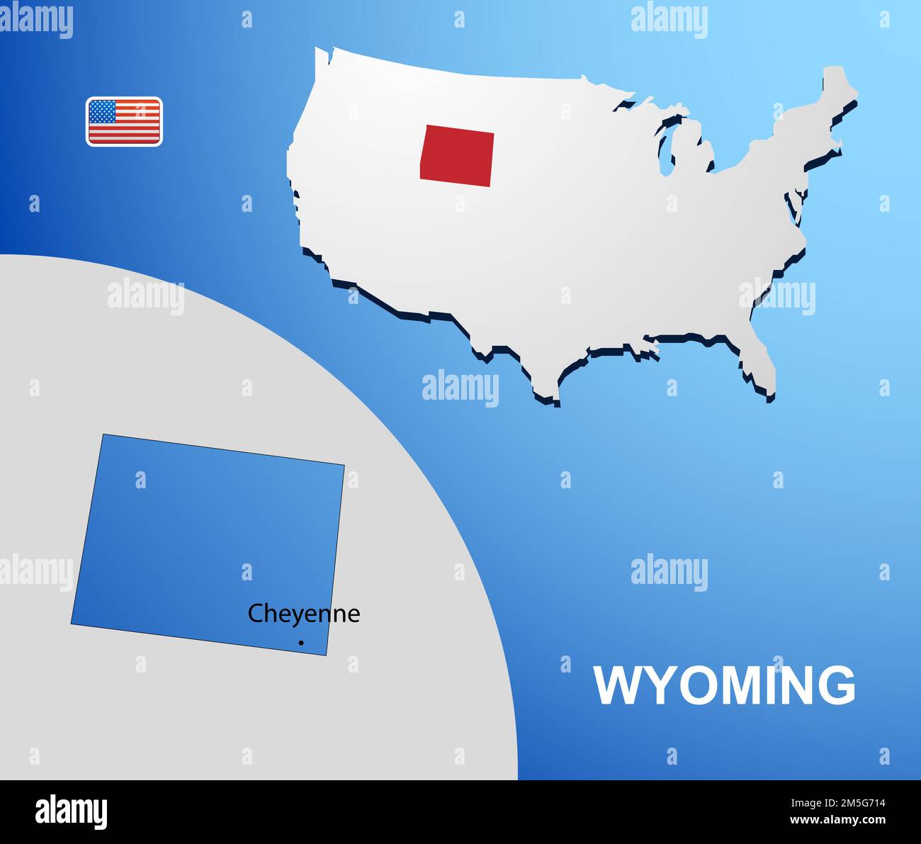 Wyoming on USA map with map of the state Stock Vector Image & Art - Alamy