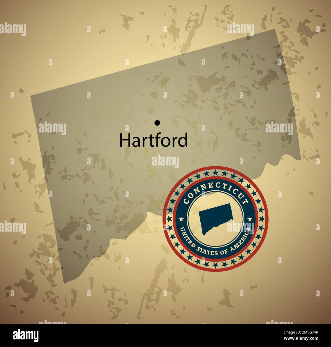 Connecticut map with stamp vintage vector background Stock Vector Image ...