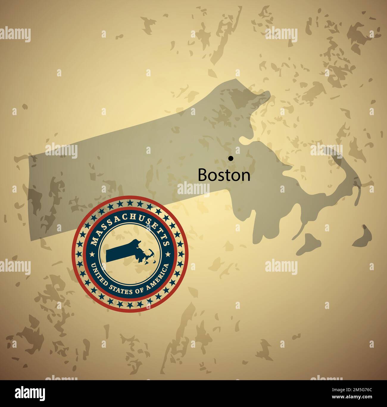 Massachusetts map with stamp vintage vector background Stock Vector ...