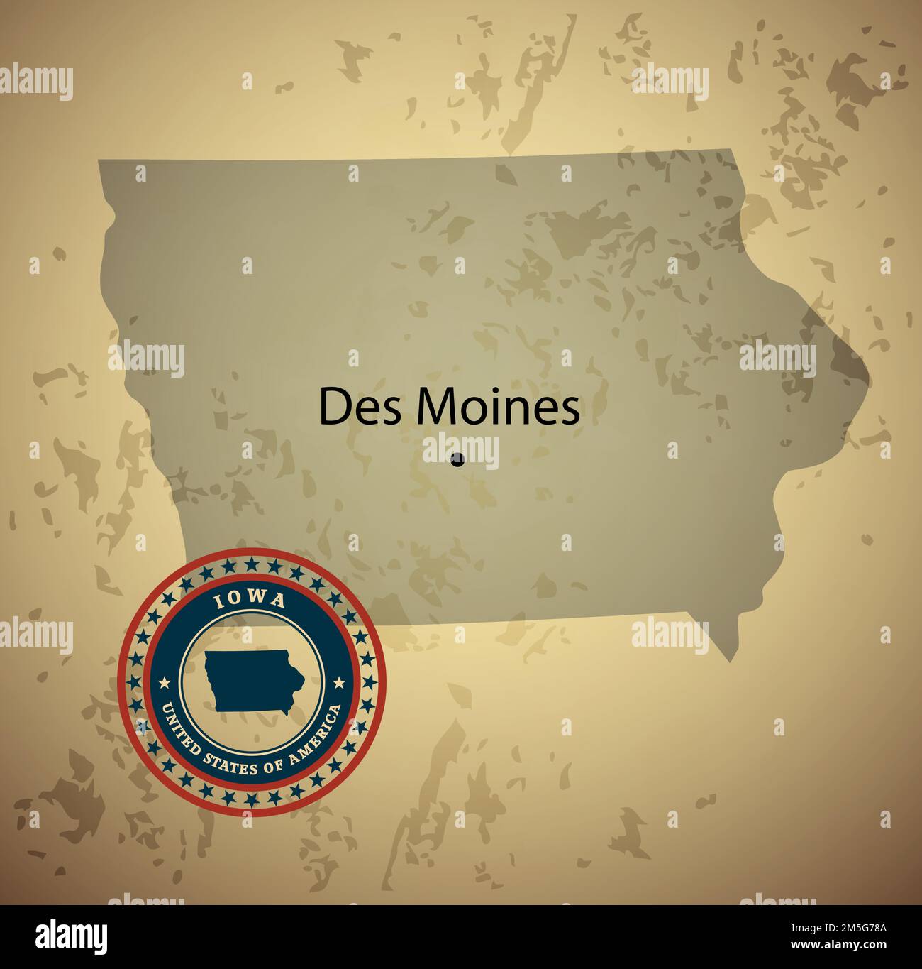 Iowa map with stamp vintage vector background Stock Vector Image & Art ...