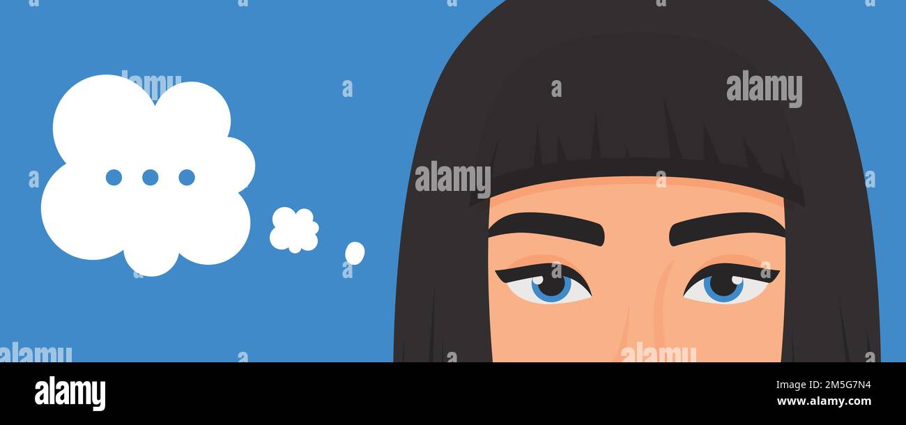 Girl thinking vector illustration. Cartoon beautiful young woman ...