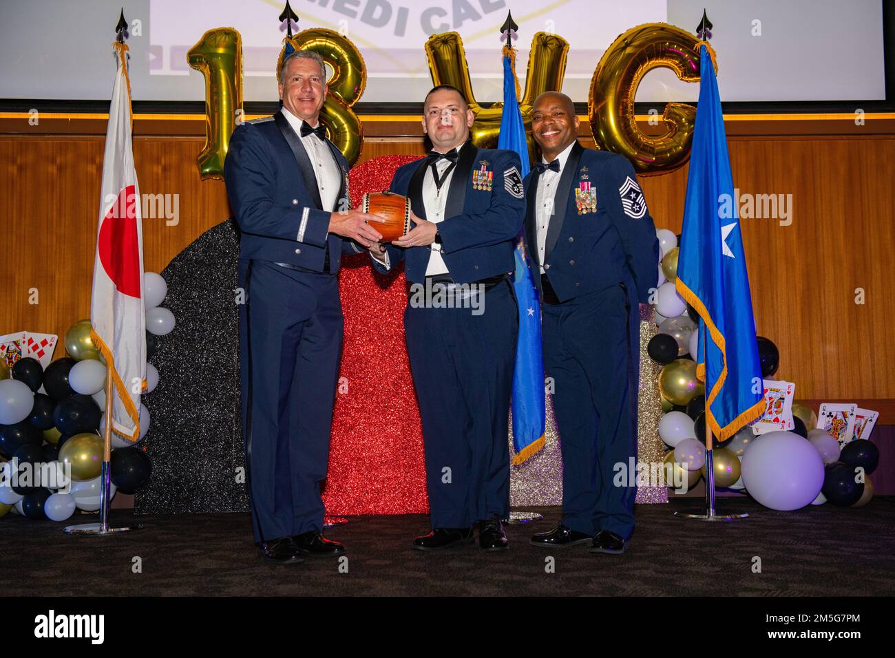 U.S. Air Force Brig. Gen. David Eaglin, left, 18th Wing commander, and ...