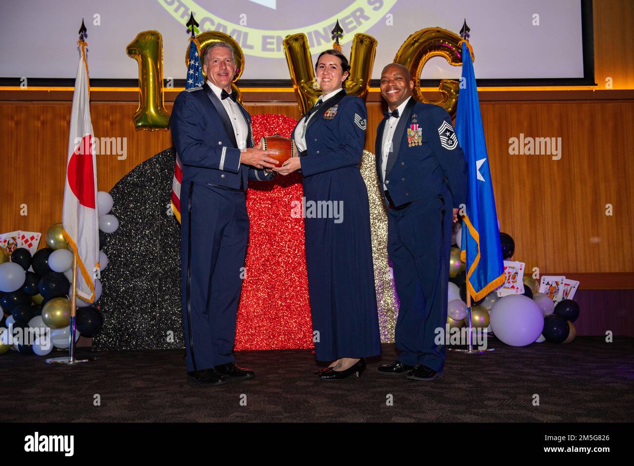 U.S. Air Force Brig. Gen. David Eaglin, left, 18th Wing commander, and ...