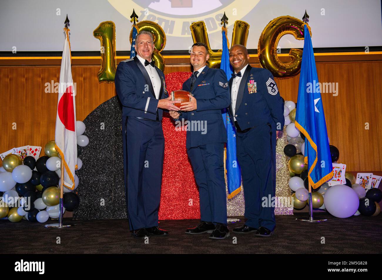 U.S. Air Force Brig. Gen. David Eaglin, left, 18th Wing commander, and ...
