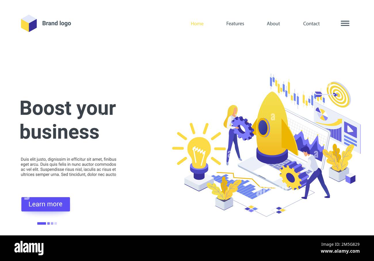 Boost your business concept isometric vector illustration. Cartoon ...