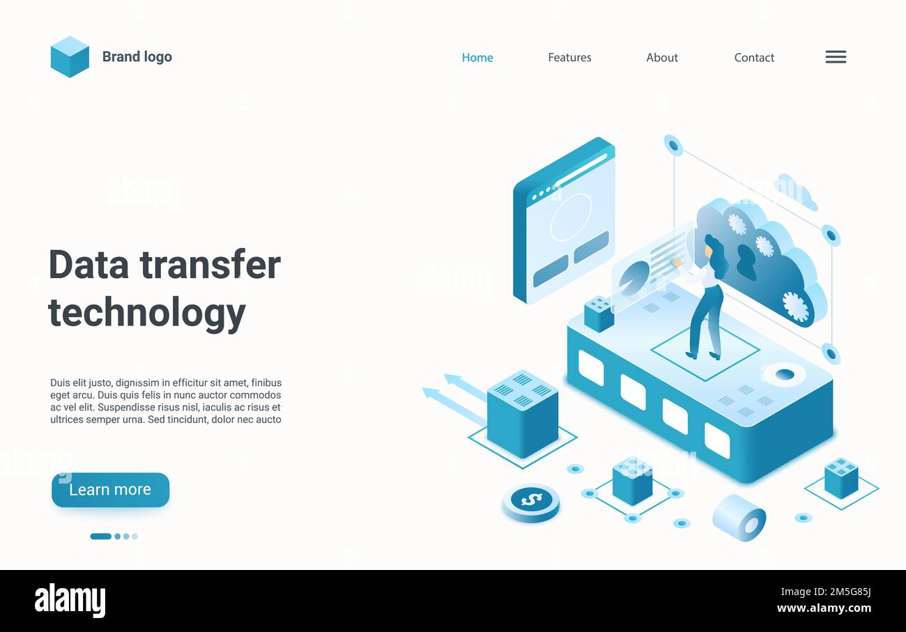 Data transfer, management internet technology isometric vector ...