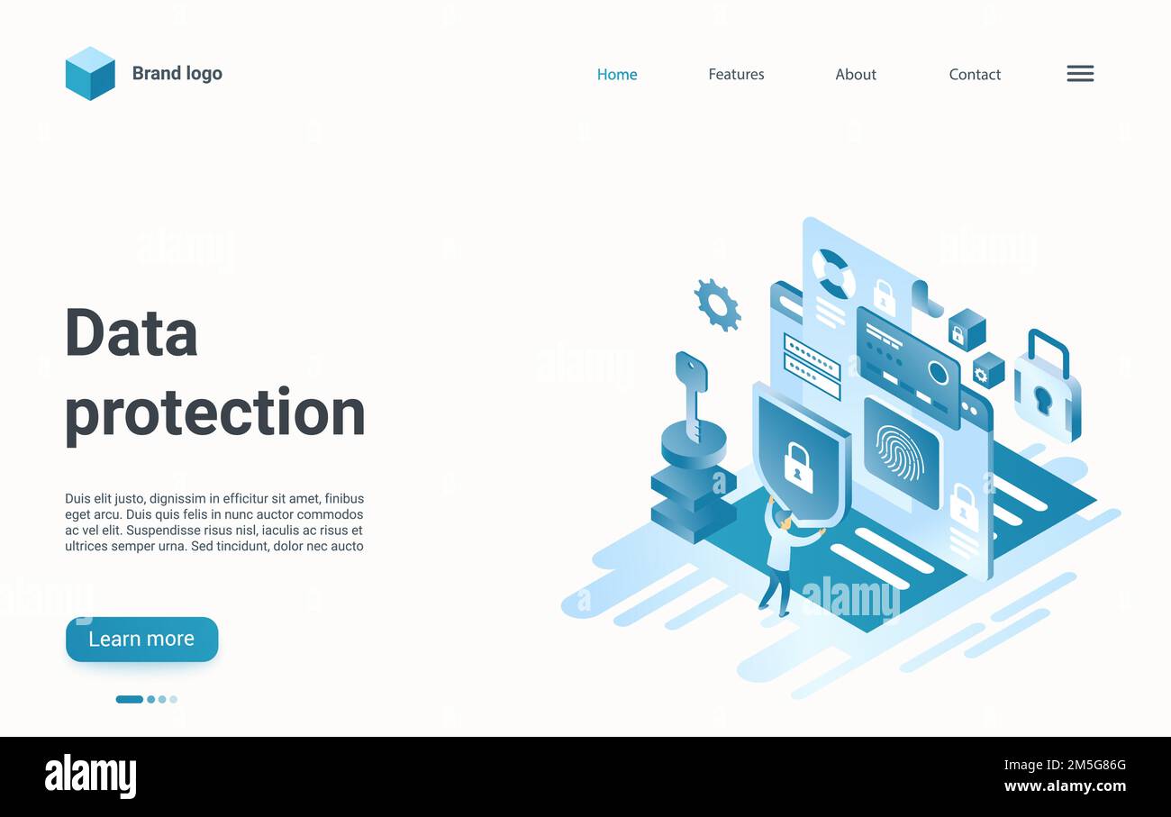 Data protection isometric vector illustration. Cartoon 3d security ...