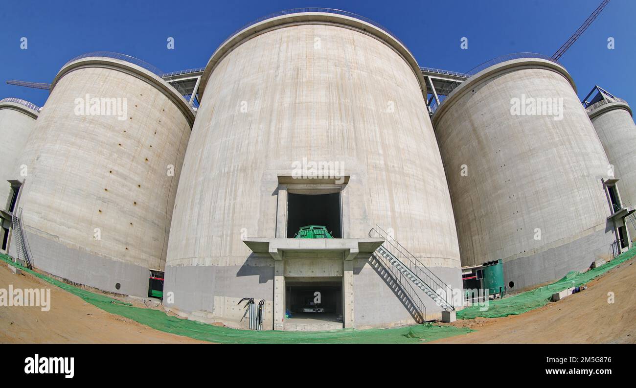 Aerial photo shows the completed main body of the Sinograin base ...