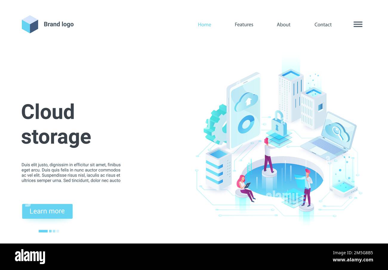 Cloud backup storage concept isometric vector illustration. Cartoon 3d ...