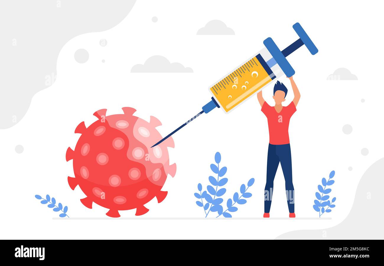 Kill coronavirus, antivirus vaccine concept vector illustration ...