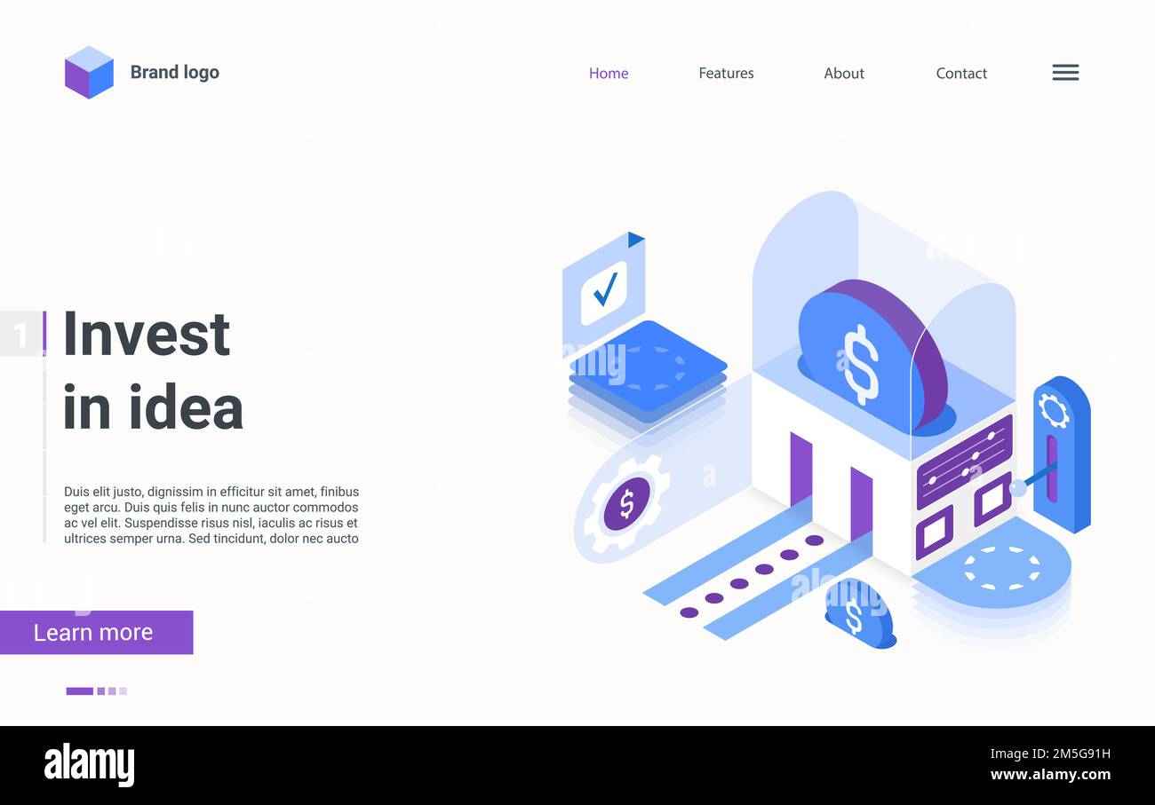 Invest in idea, crowdfunding concept isometric vector illustration ...