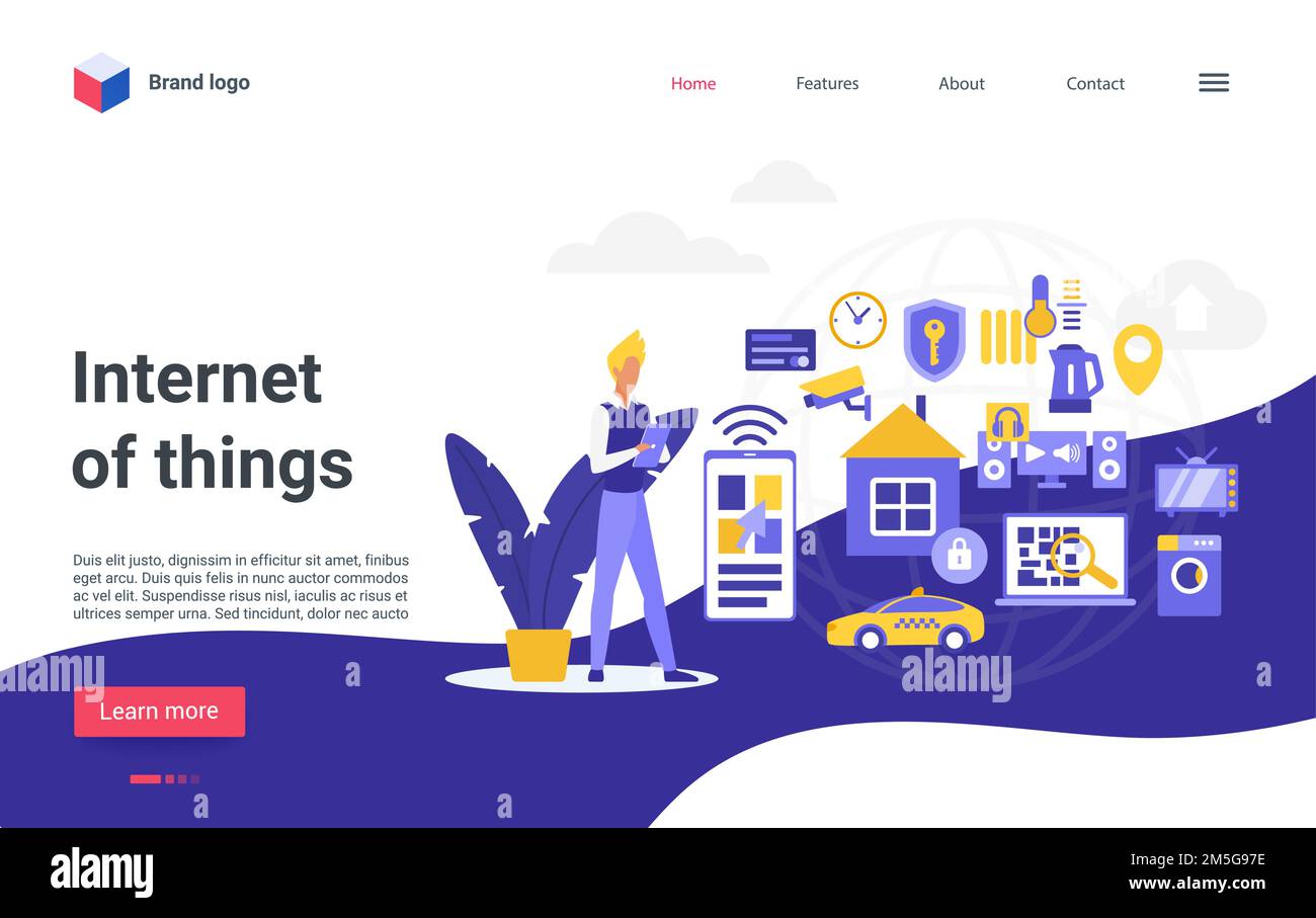 Internet of things technology vector illustration. Cartoon user man ...