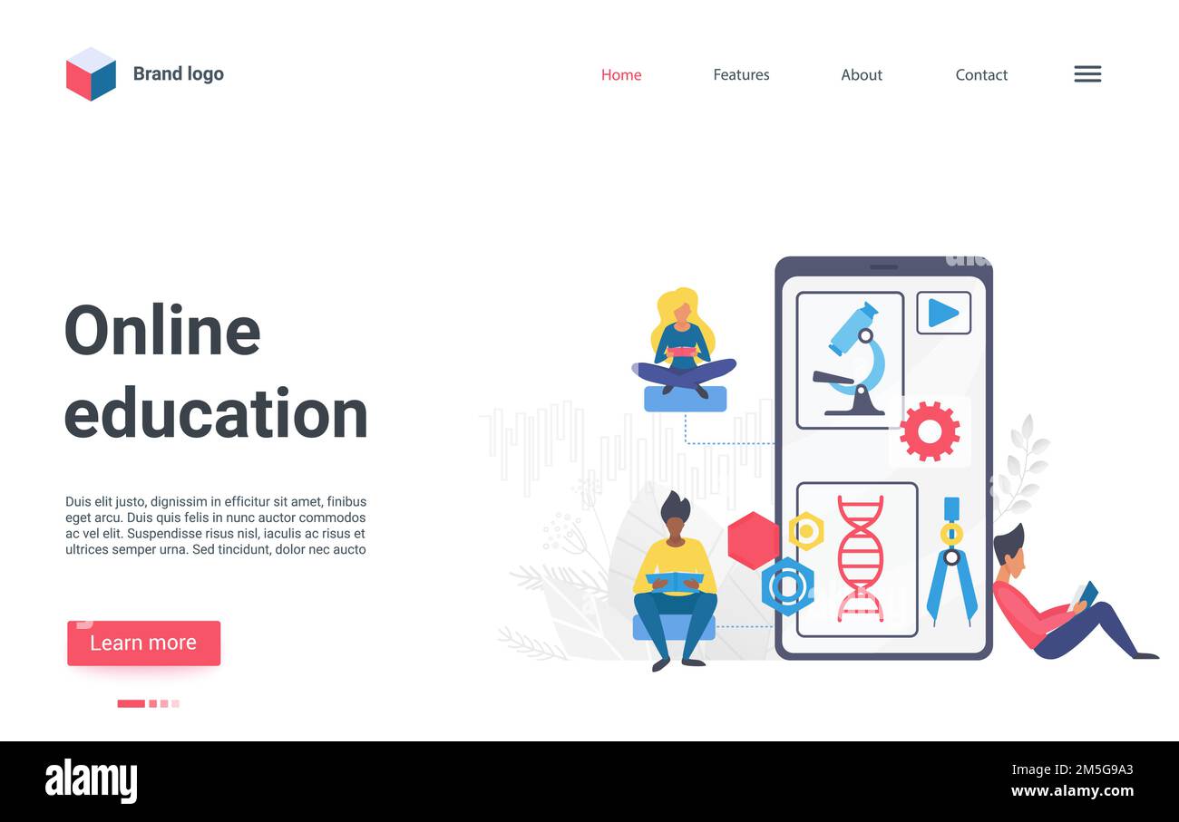 Online education technology vector illustration. Cartoon student or ...