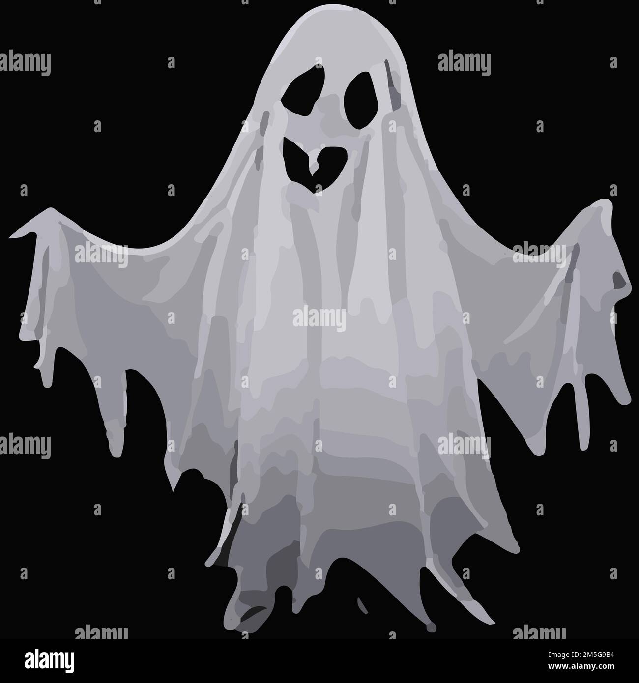 spooky ghosts, spirits, scary halloween characters isolated on black ...