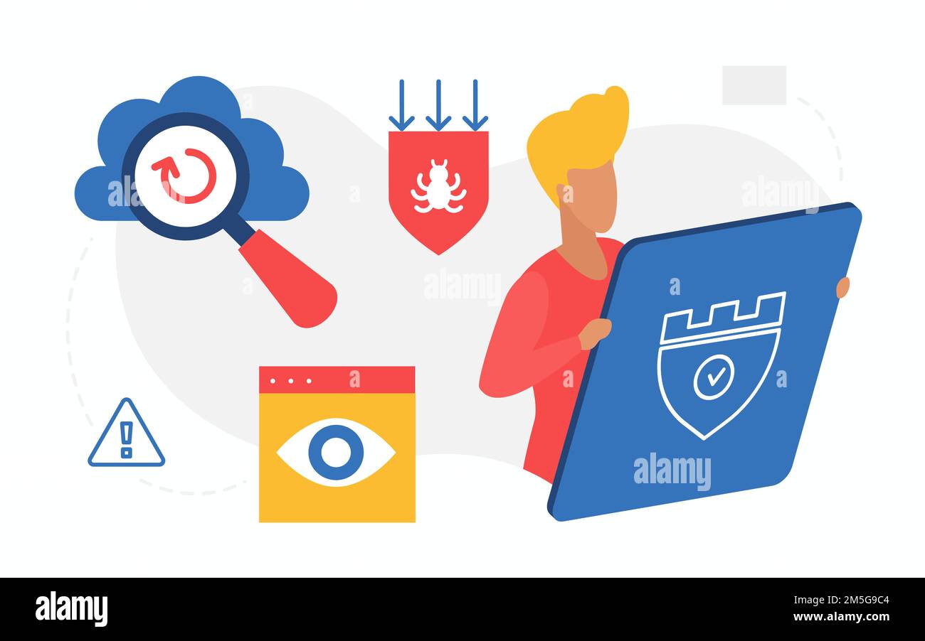 Protection of personal data safety concept vector illustration. Cartoon ...