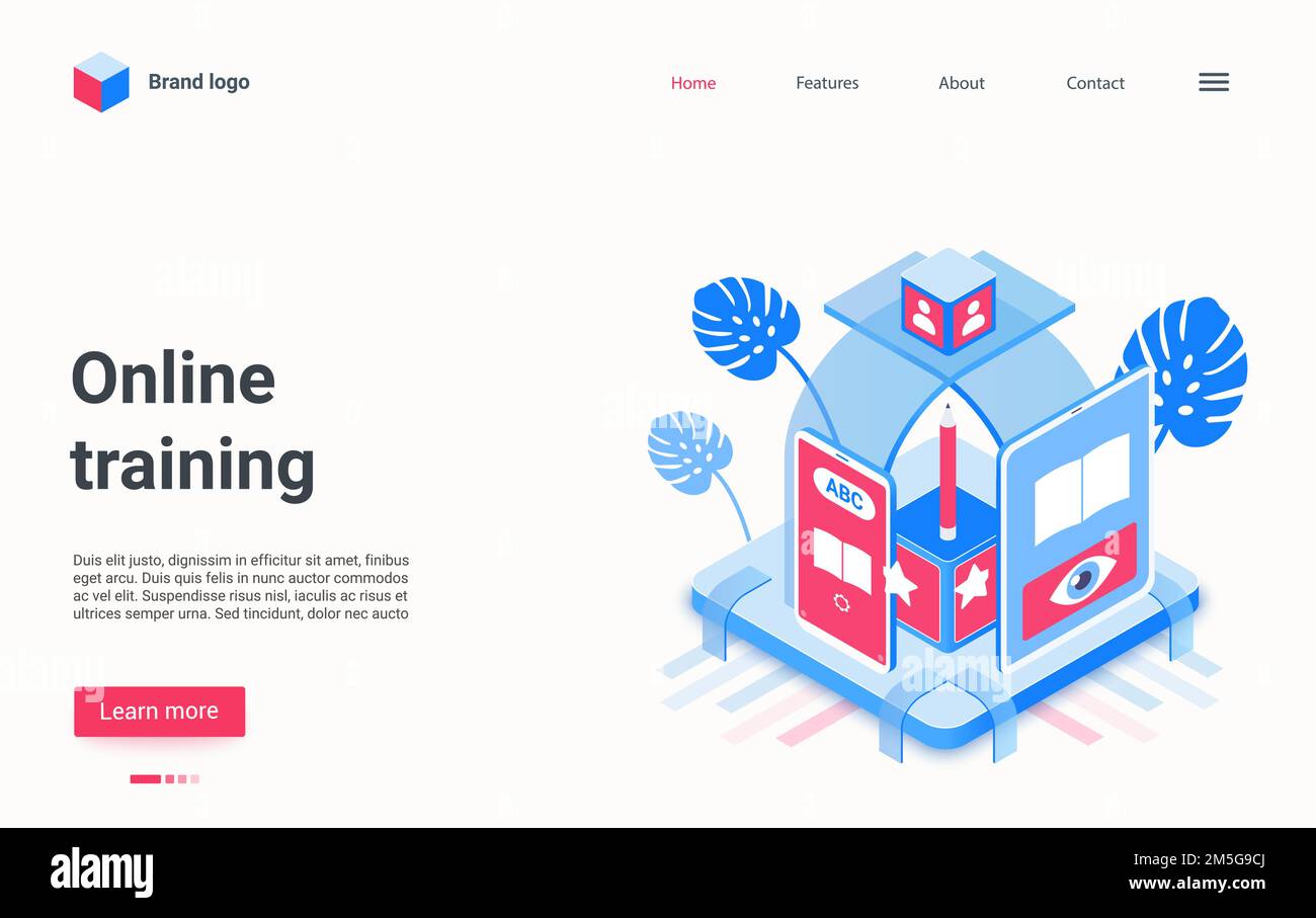 Online training education technology isometric vector illustration ...