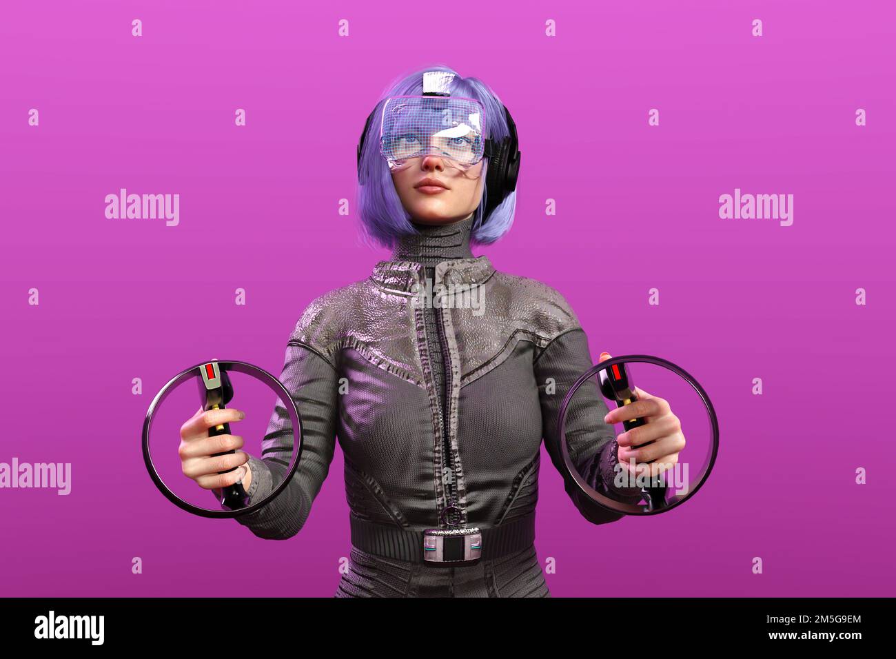 Digital avatar playing game in metaverse virtual world, 3d render Stock ...