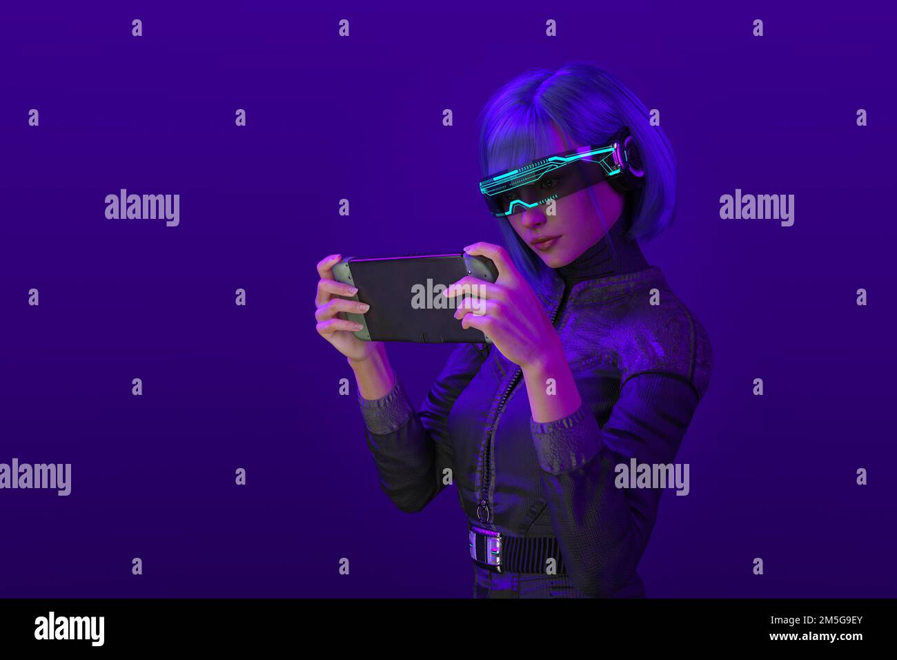 Digital avatar playing game in metaverse virtual world, 3d render Stock ...