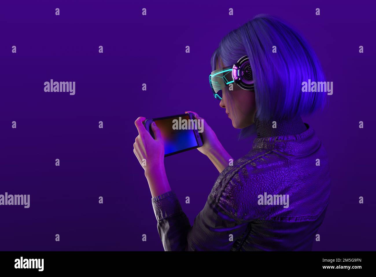 Digital avatar playing game in metaverse virtual world, 3d render Stock ...