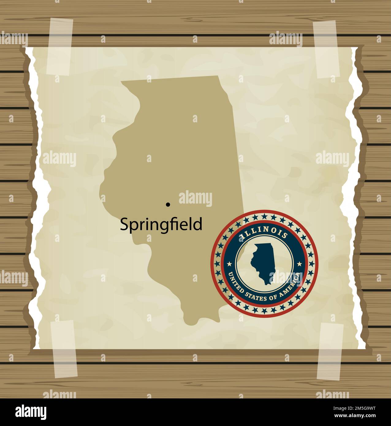 Illinois map with stamp vintage vector background Stock Vector Image ...
