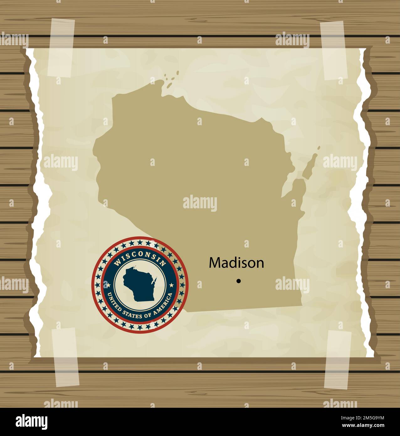Wisconsin map with stamp vintage vector background Stock Vector Image ...
