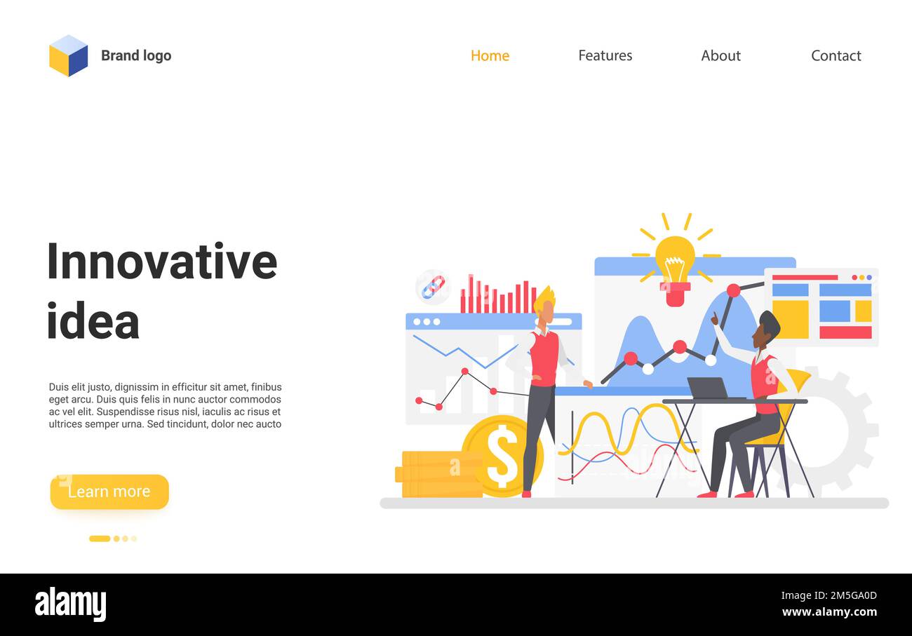 Innovative business idea teamwork vector illustration. Cartoon ...