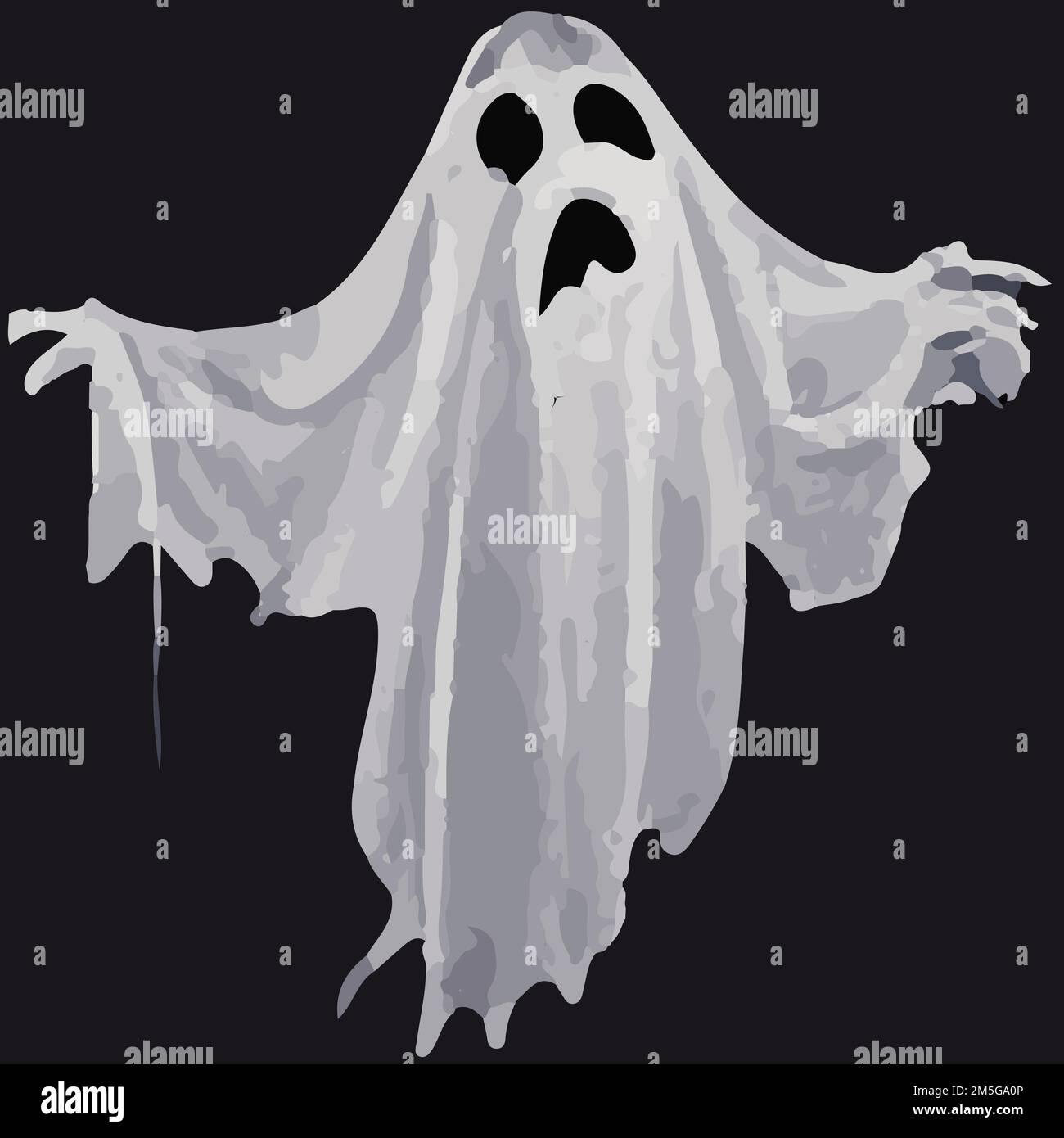 spooky ghosts, spirits, scary halloween characters isolated on black ...