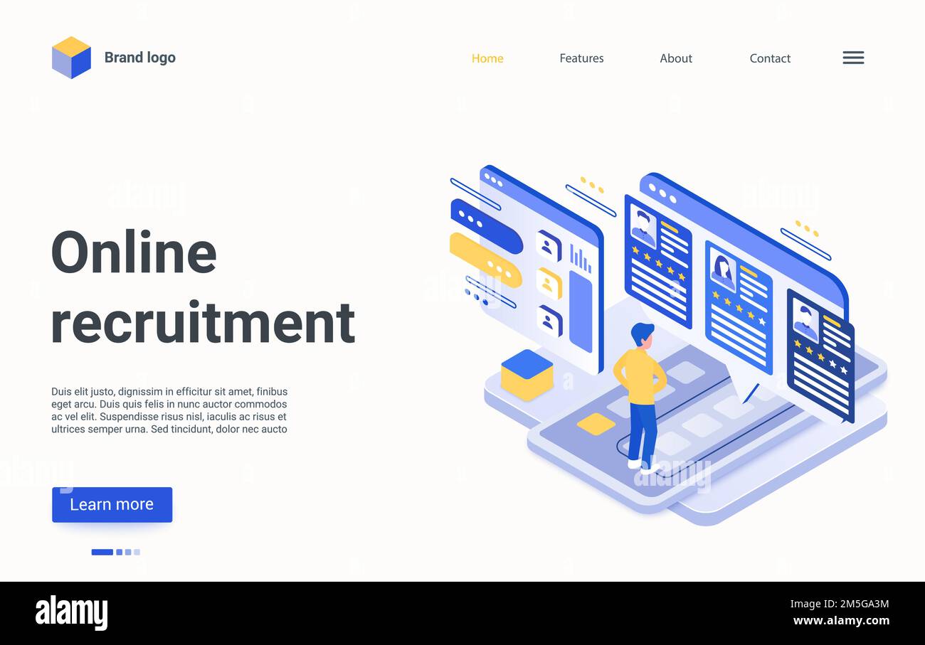 Online recruitment technology isometric vector illustration. Cartoon 3d ...