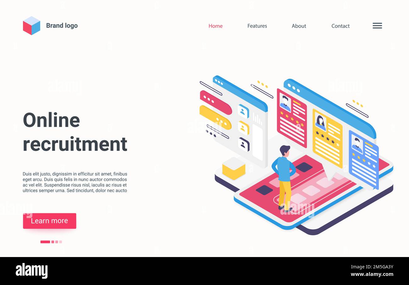Online recruitment, job hiring via internet isometric vector ...
