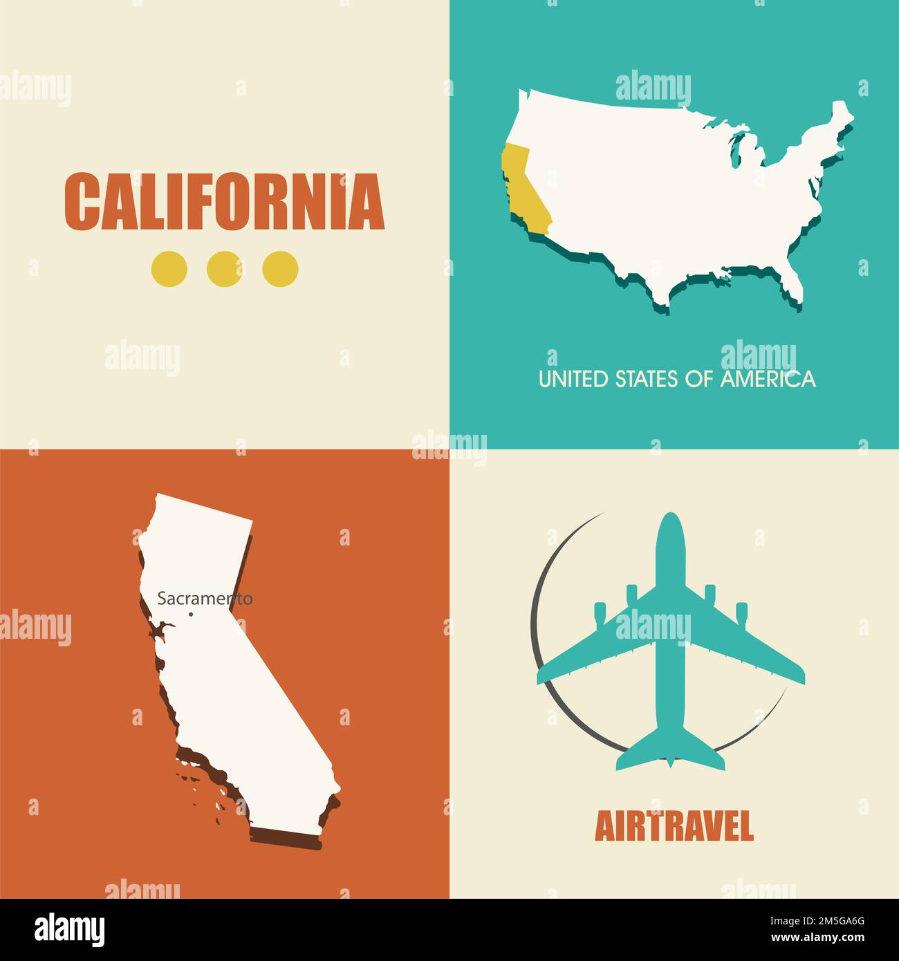 flat design with map California concept for air travel Stock Vector ...