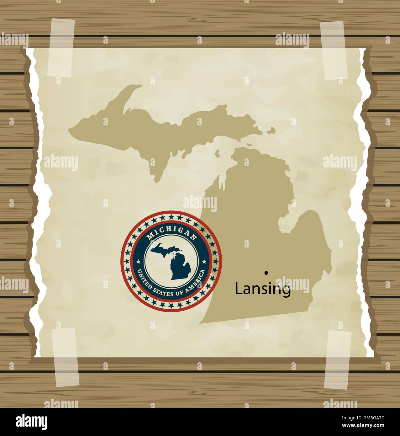 Michigan map with stamp vintage vector background Stock Vector Image ...
