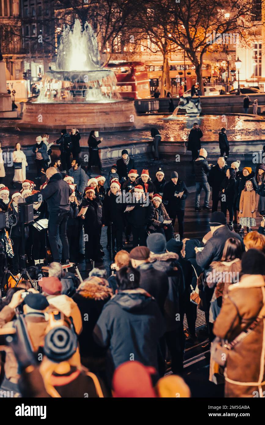 London Embankment and around Trafalgar Square at Christmas Stock Photo ...