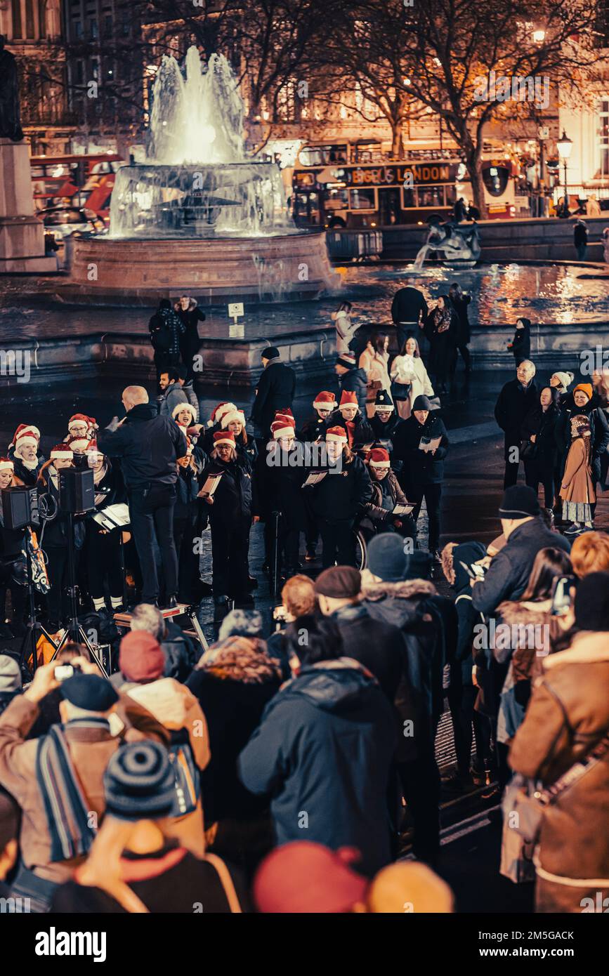 London Embankment and around Trafalgar Square at Christmas Stock Photo ...