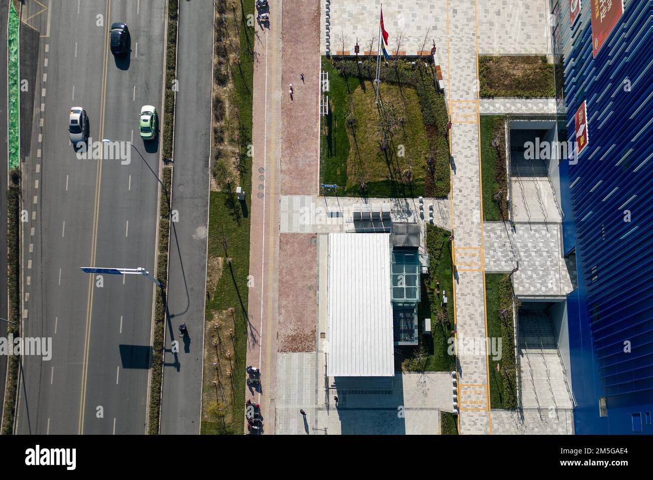 Aerial photo shows the Entrance/Exit 7 of Haitang station of Hefei ...