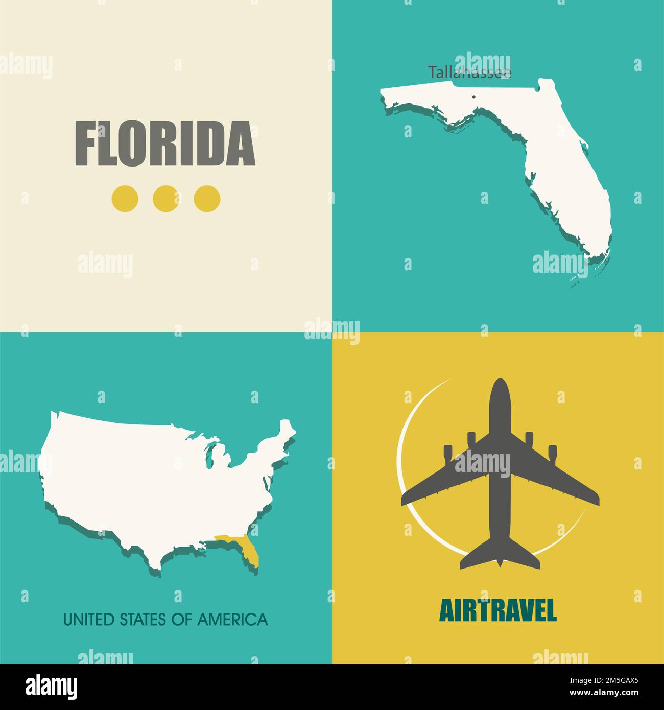 flat design with map Florida concept for air travel Stock Vector Image ...
