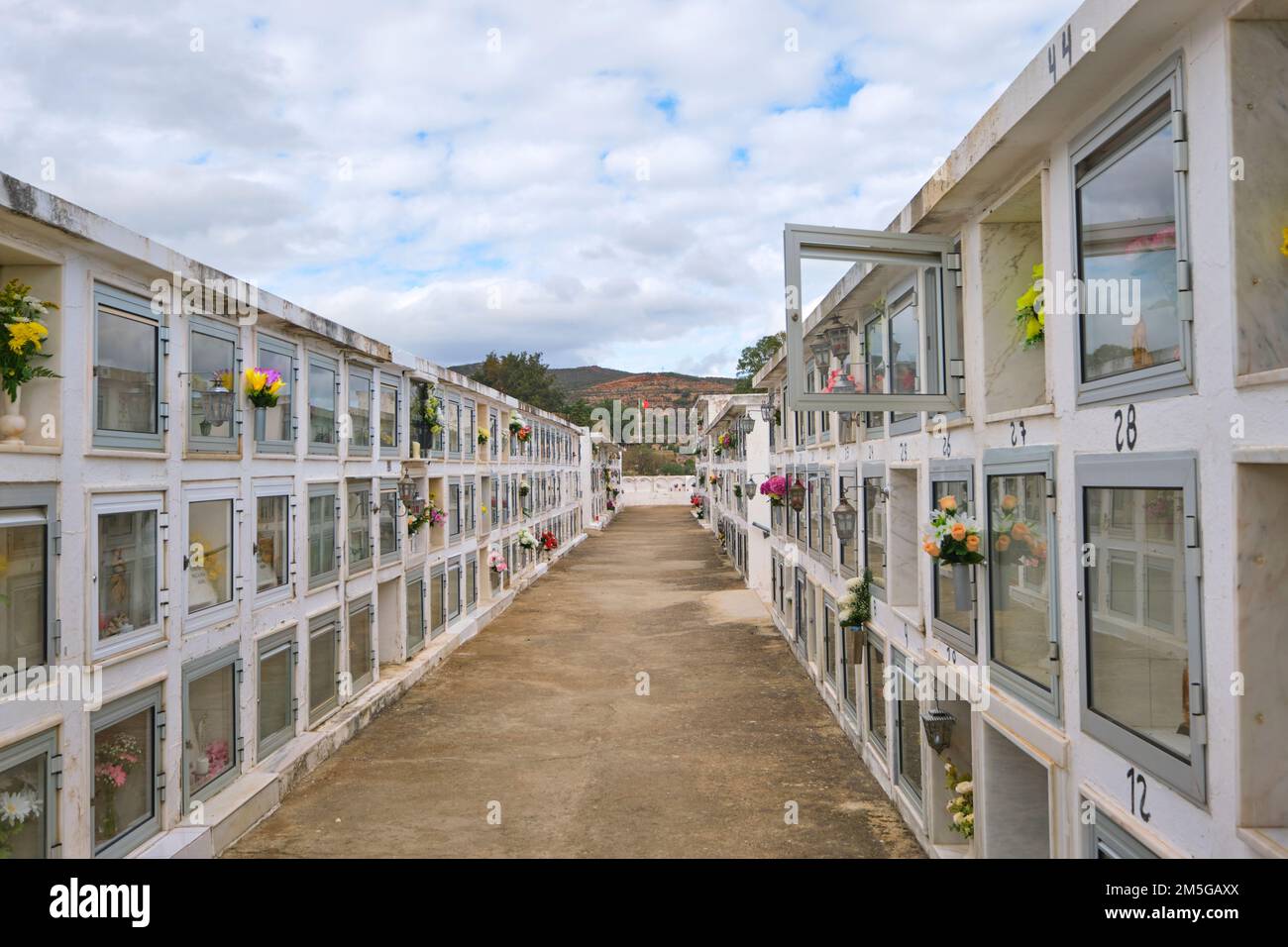 Various decorated tombs in a Catholic, christian cemetery. In the town ...