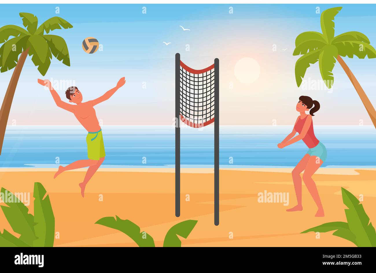 Play beach volley Stock Vector Images - Alamy