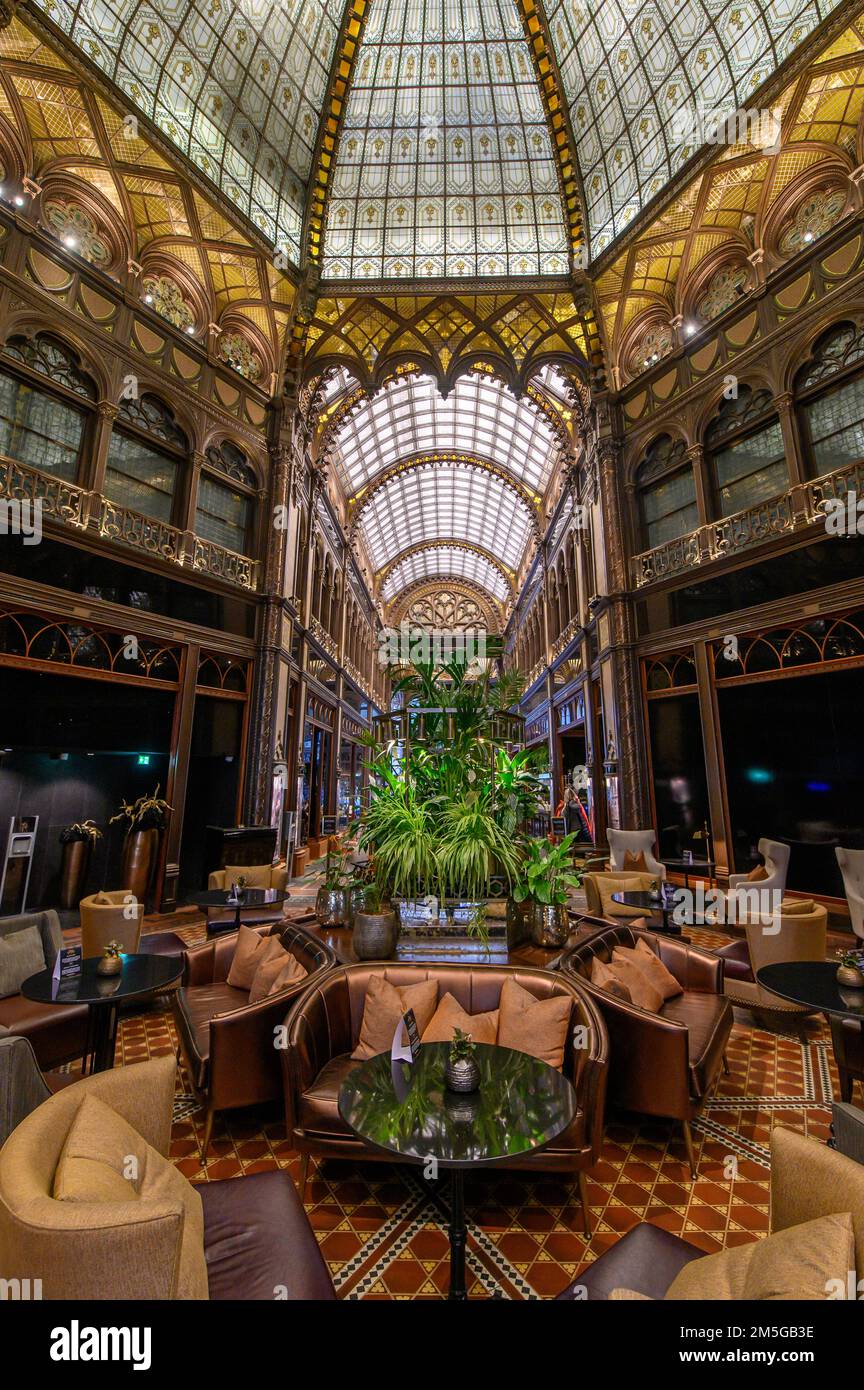 Budapest, Hungary. Interior of the Parisi Udvar Hotel (Parisian Passage ...