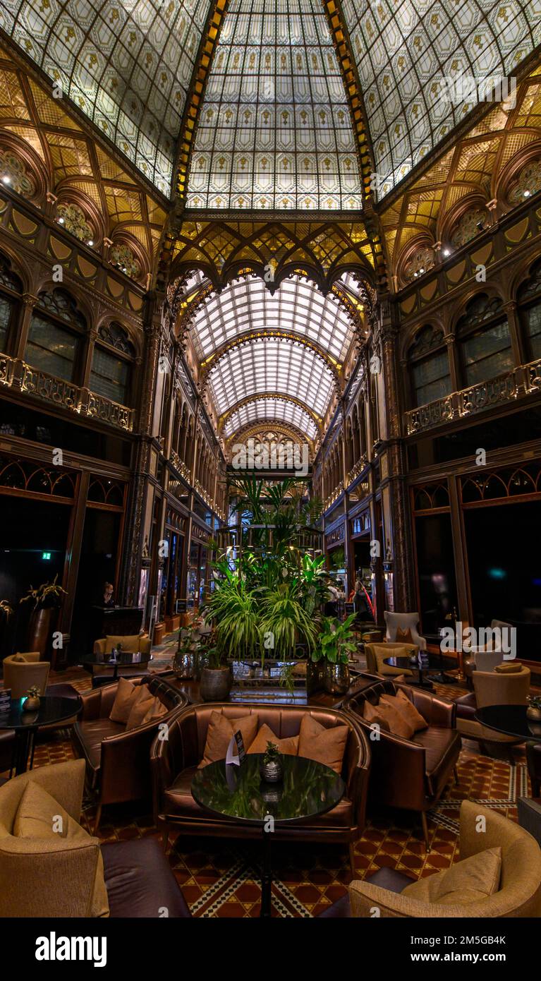 Budapest, Hungary. Interior of the Parisi Udvar Hotel (Parisian Passage ...