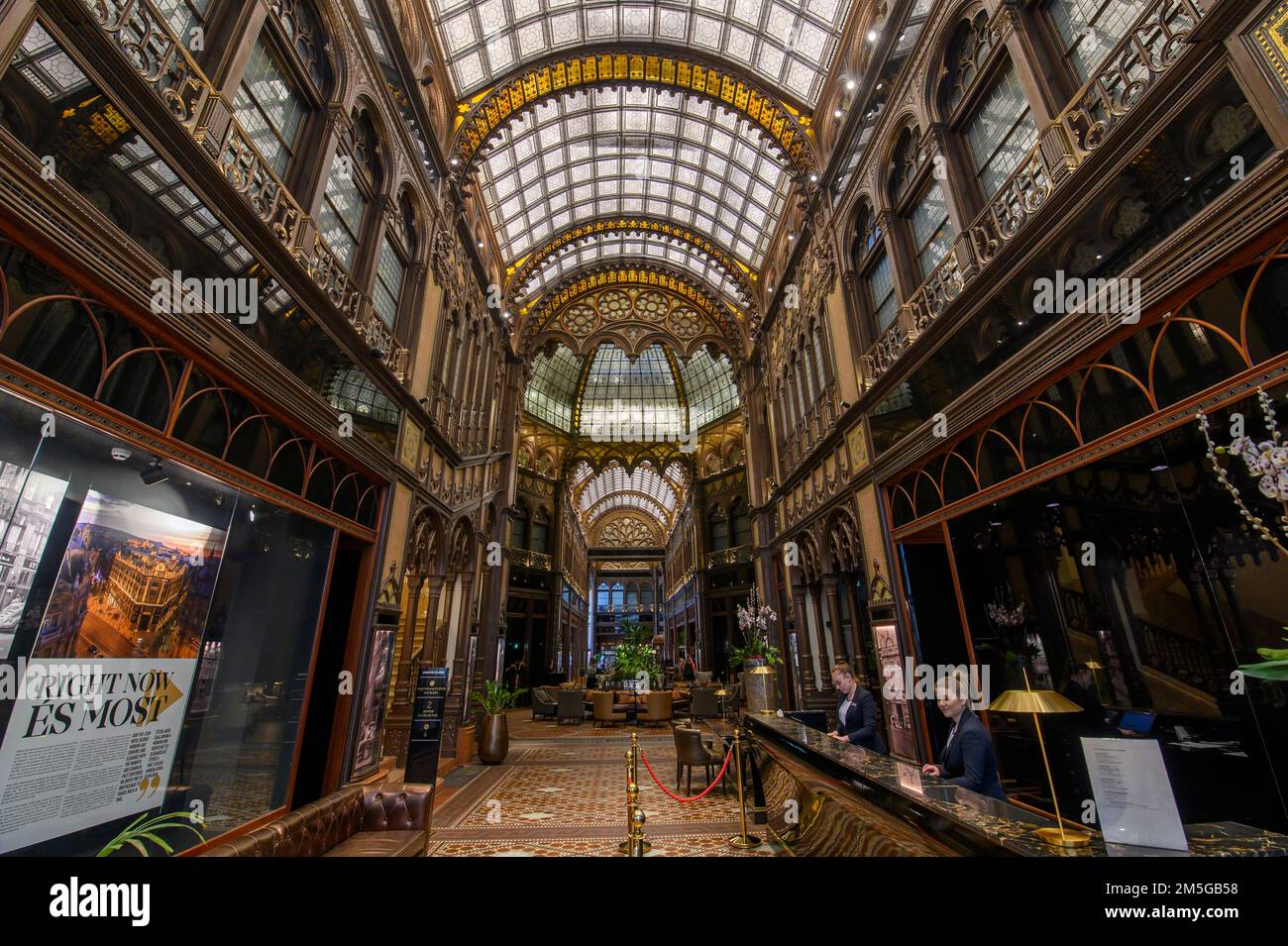 Budapest, Hungary. Interior of the Parisi Udvar Hotel (Parisian Passage ...